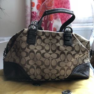 Coach | Bags | Coach Logo Patent Leather Round Duffel Purse Bag | Poshmark